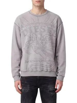 DIESEL® Relaxed Fit Graphic Print Crewneck Jumper In Cotton Blend - White