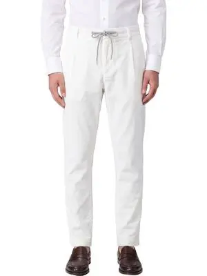 Eleventy Slim Fit Corduroy Trousers With Drawstring Waist And Pleats - Brown