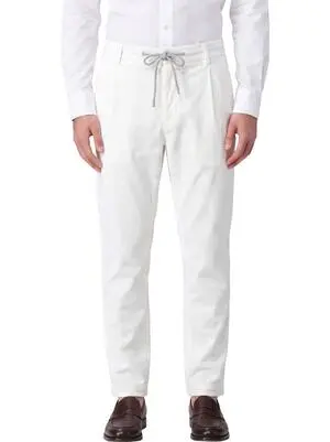 Eleventy Eleventy Slim Fit Corduroy Trousers With Drawstring Waist And Pleats White