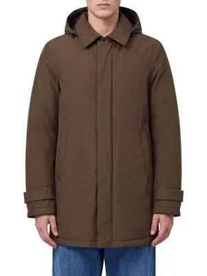 Herno Water-repellent Hooded Windbreaker Jacket In Nylon With Rear Vent - Brown