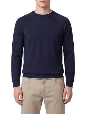 Eleventy Eleventy Pure Wool Long-Sleeved Crewneck Jumper With Ribbed Trims Blue