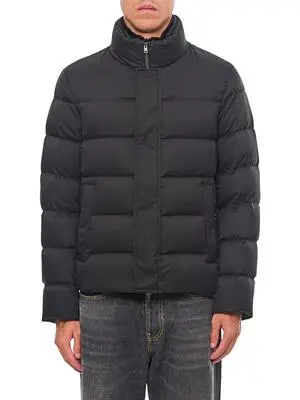 Herno High Neck Quilted Down Jacket In Water-repellent Nylon - Black