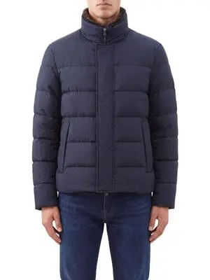 Herno High Neck Quilted Down Jacket In Water-repellent Nylon - Blue