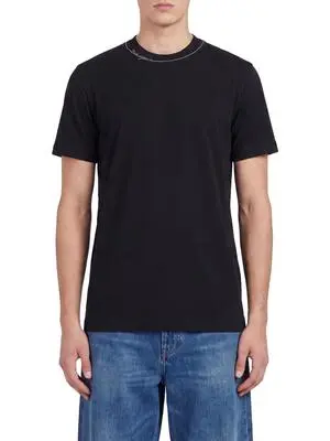 Dolce & Gabbana Slim Fit Crewneck T-shirt In Cotton With Contrast Logo - Black