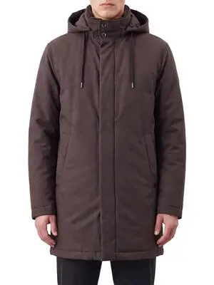 Herno Short Resort Parka In Padded Nylon With Detachable Hood - Brown
