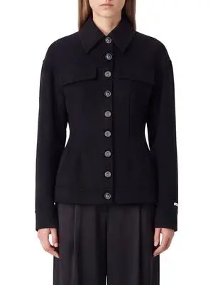 Sportmax Slim Fit Single-breasted Short Coat In Pure Virgin Wool - Black