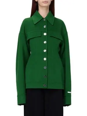 Sportmax Slim Fit Single-breasted Short Coat In Pure Virgin Wool - Olive