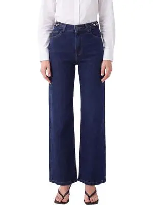 Liu Jo Embellished Wide-leg Jeans - Denim