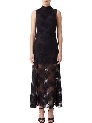 ROTATE BY BIRGER CHRISTENSEN Floral A-line Off-shoulder Mesh Midi Dress