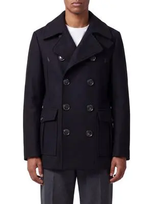Dsquared2 Double-breasted Short Coat In Wool Blend With Lapels - Black