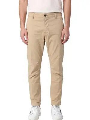 Dsquared2 Slim Fit Stretch Cotton Chino Trousers With Mid-rise Waist - Beige