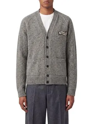 Dsquared2 Wool Blend V-neck Cardigan With Contrast Logo - Grey