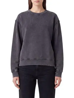 HAIKURE Cotton Crewneck Sweatshirt With V-back Cut-out - Black