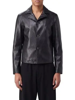 MAISON MARGIELA Single-breasted Blazer In Faux Leather With Lapels - Black