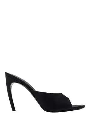 Attico Betta Satin Mules With Curved High Heel - Black