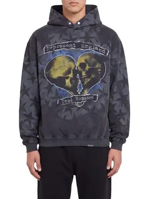 REPRESENT Graphic Print Relaxed Fit Cotton Hoodie - Black