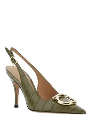 FERRAGAMO Slingback High Heel Shoes - Green