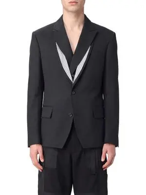 Sacai Single-breasted Slim Fit Sartorial Blazer In Silk And Cotton Blend - Black