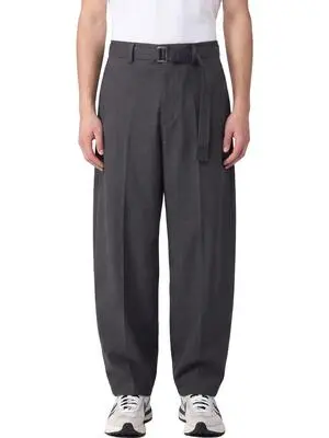 Sacai Sacai Wide-Leg Wool Blend Trousers With Adjustable Belt Brown