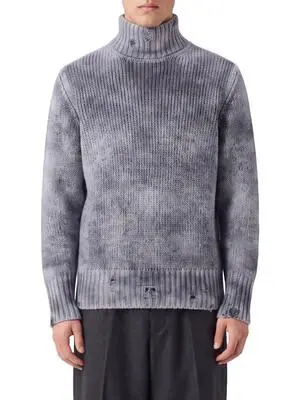 Avant Toi Abstract Pattern Cashmere And Silk Turtleneck Jumper - Grey