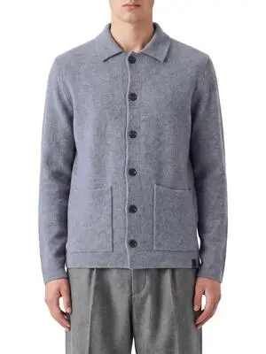 ZANONE Slim Fit Virgin Wool Cardigan With Collar And Patch Pockets - Grey