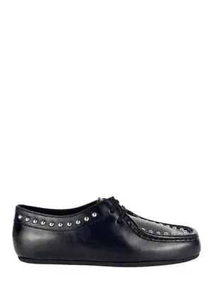 JIL SANDER Hood Studded Buffalo Leather Derby Shoes - Black
