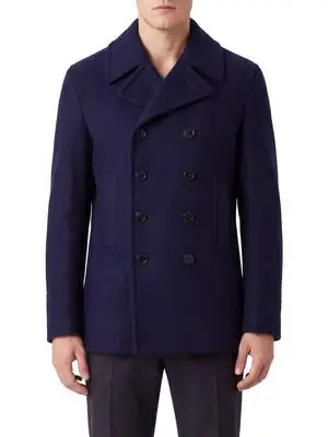 TOM FORD Double-breasted Pure Wool Pea Coat With Notch Lapels - Navy