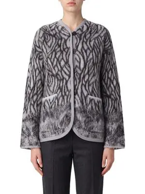 FORTE_FORTE Single-breasted Alpaca-wool Jacquard Short Coat - Jade
