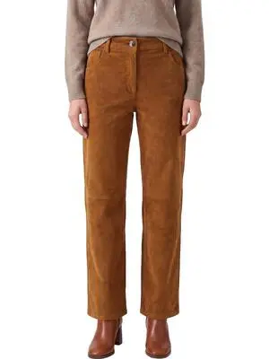 Magda Butrym Ribbed Suede Straight Leg Trousers Brown