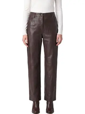 Magda Butrym High-waisted Smooth Leather Straight Trousers - Brown