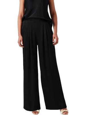 GHOST LONDON Andie Pleated Wide Leg Satin Trouser - Black