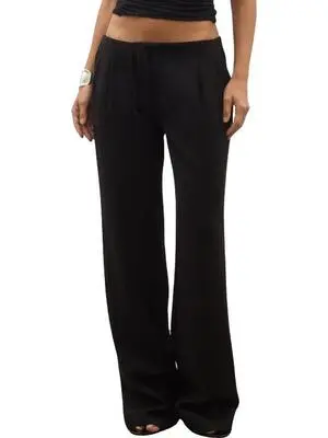 BAYSE Pietra Low Waist Wide Leg Trousers - Black