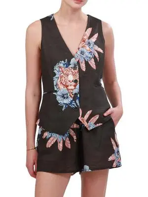 Las Surenas Tiger Bloom Vest - Grey