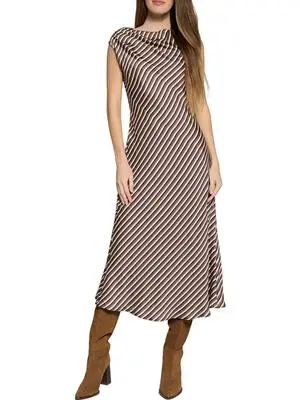 LOST + WANDER Lost + Wander Chelsea Lane Stripe Satin Midi Dress