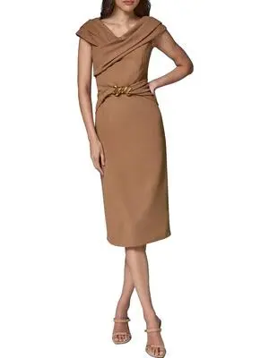 Donna Karan New York Hardware Waist Sheath Dress Camel