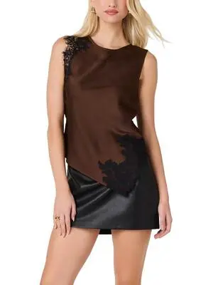 Astr The Label Beth Lace Detailed Asymmetric Top - Brown
