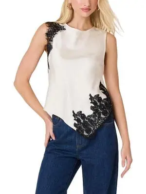 Astr The Label Beth Lace Detailed Asymmetric Top - Ivory
