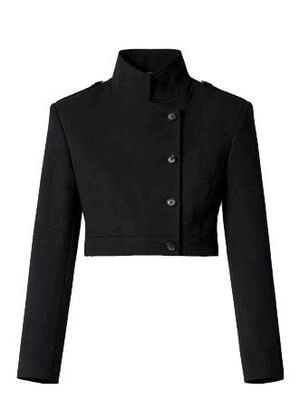 IRO PARIS Mova Cropped Jacket With High Collar And Epaulettes - Black