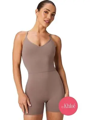 FABLETICS Booty Scrunch Pureluxe V-back Jumpsuit - Desert Shadows