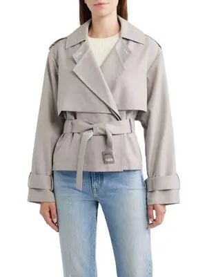 ROWING BLAZERS Houndstooth Short Trench Jacket - Beige