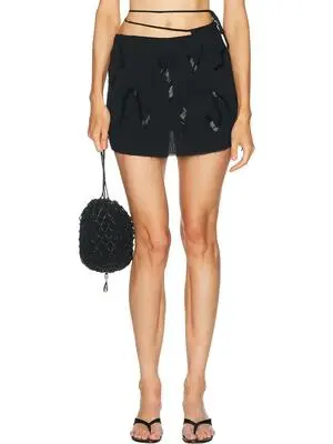 ZIAH Embroidered Wrap Skirt - Black