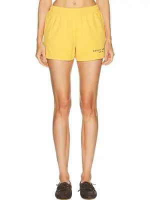 SPORTY & RICH Title Embroidered Disco Short - Limone