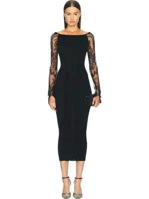 Valentino Garavani Wool Viscose Midi Dress - Nero