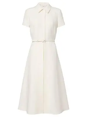 Fendi Belted Wool And Silk Midi Dress - White