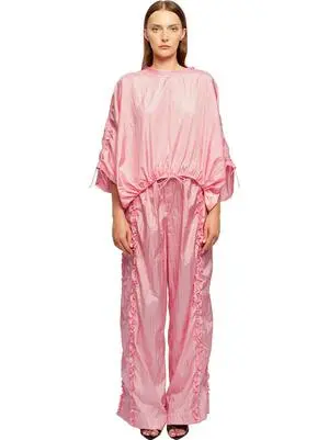 SWF Ruffled Wide-leg Parachute Pants - Blush