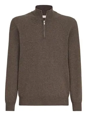 Brunello Cucinelli Cashmere Quarter-zip Sweater - Brown