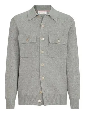 BRUNELLO CUCINELLI Brunello Cucinelli Cashmere Knitted Collared Overshirt Cardigan