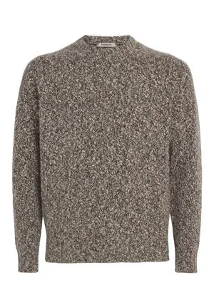 FIORONI CASHMERE Bouclé Crew-neck Sweater - Brown