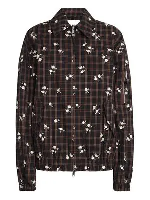 GANNI Checked Floral Embroidered Bomber Jacket - Brown