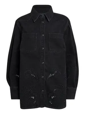 GANNI Broderie Anglaise Denim Jacket - Black